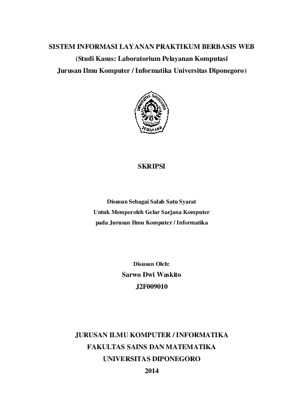 (PDF) Sistem Informasi Layanan Praktikum Berbasis Web (Studi Kasus ...
