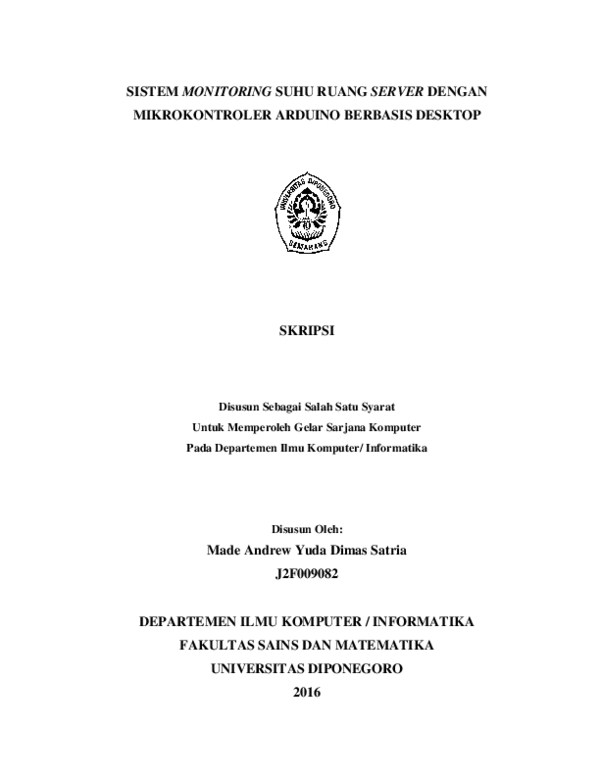 (PDF) Sistem Monitoring Suhu Ruang Server Denganmikrokontroler Arduino ...