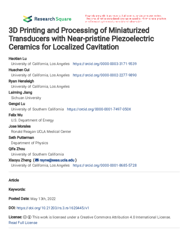 (PDF) 3D Printing and Processing of Miniaturized Transducers with Near ...
