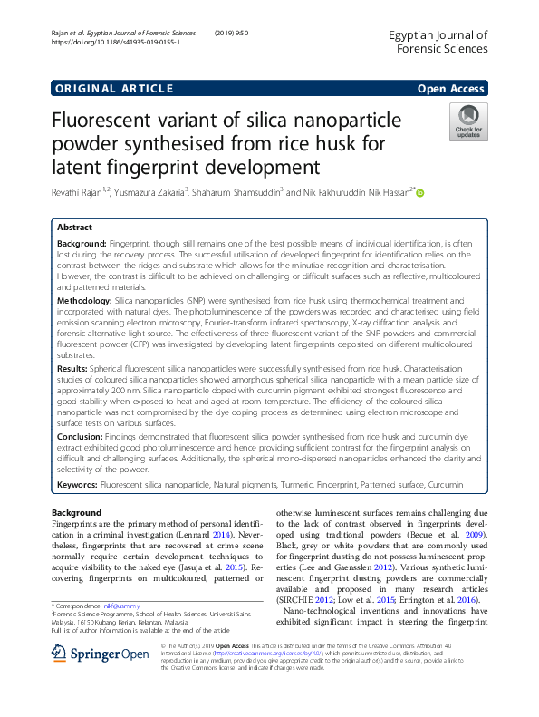 (PDF) Fluorescent variant of silica nanoparticle powder synthesised ...
