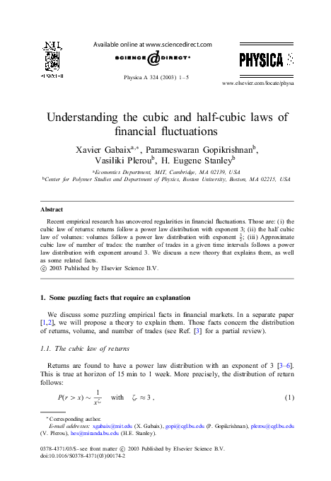(PDF) Understanding the cubic and half-cubic laws of financial fluctuations