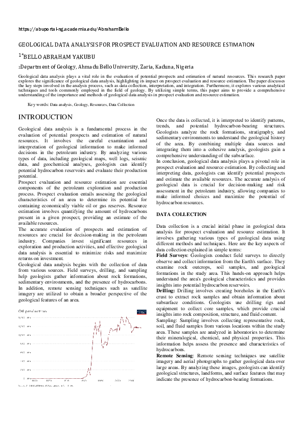 (PDF) Geological data analysis for prospect evaluation and resource ...