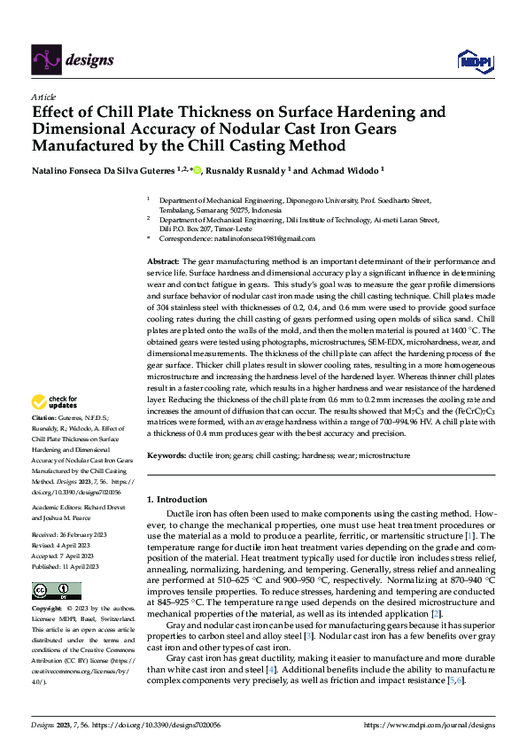 (PDF) Effect of Chill Plate Thickness on Surface Hardening and ...