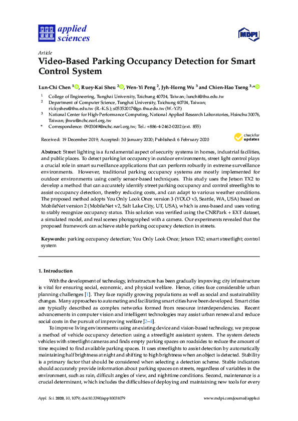 (PDF) Video-Based Parking Occupancy Detection for Smart Control System