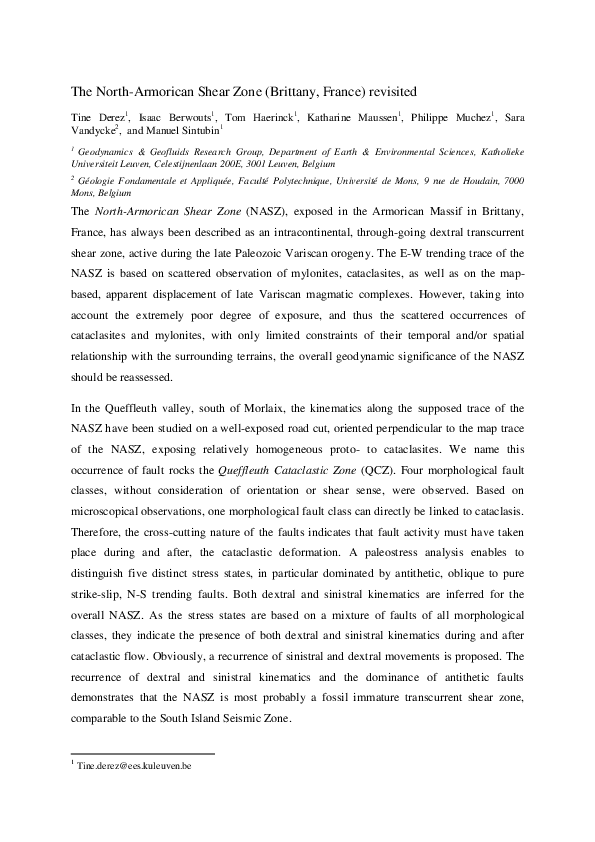 (PDF) The North-Armorican Shear Zone (Brittany, France) revisited