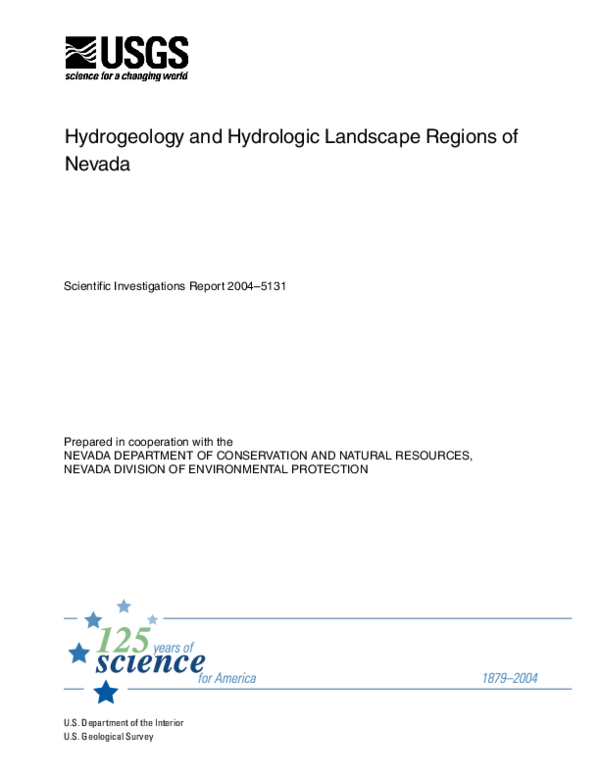 (PDF) Hydrogeology and Hydrologic Landscape Regions of Nevada | Thomas ...