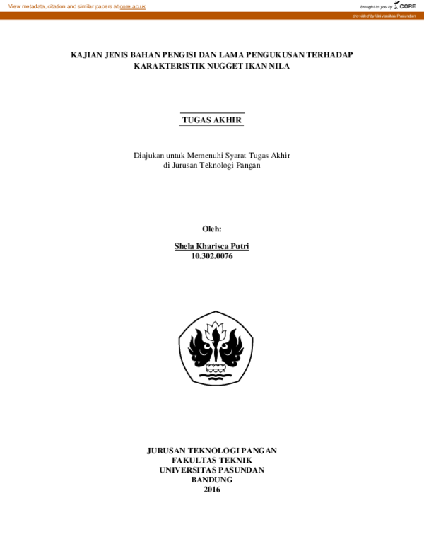 (PDF) Kajian Jenis Bahan Pengisi Dan Lama Pengukusan Terhadap ...