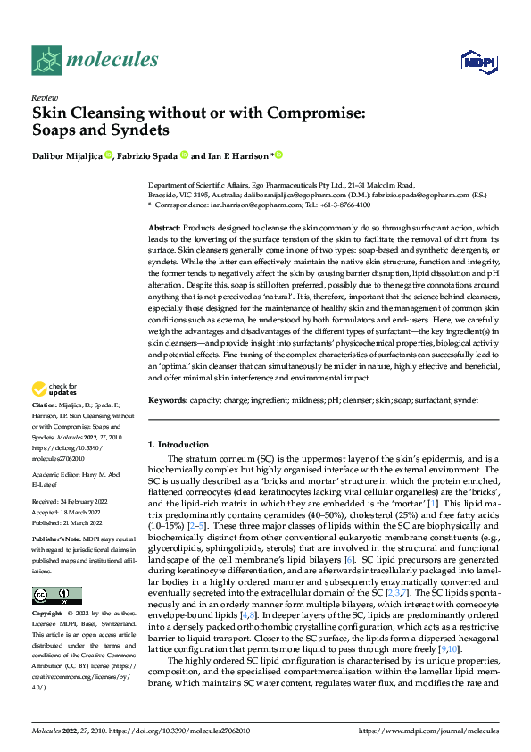 (PDF) Skin Cleansing without or with Compromise: Soaps and Syndets