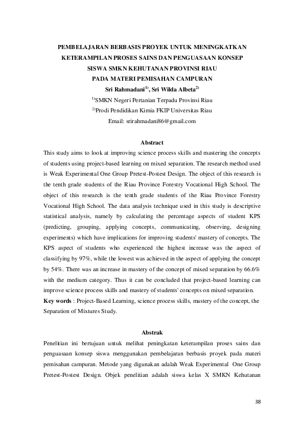(PDF) Pembelajaran Berbasis Proyek Untuk Meningkatkan Keterampilan ...