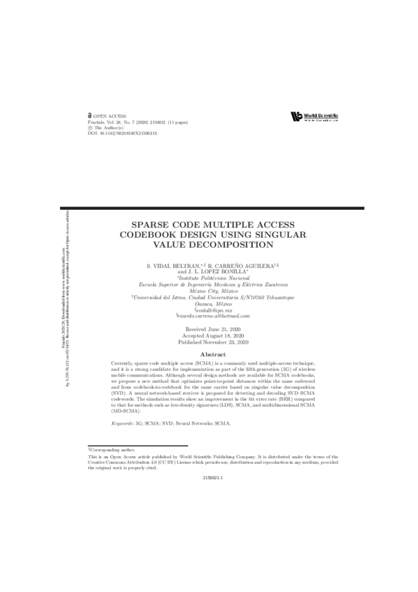 Pdf Sparse Code Multiple Access Codebook Design Using Singular Value Decomposition