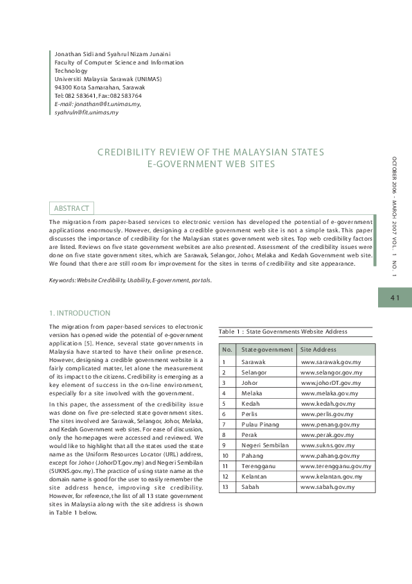 (PDF) Credibility Review of the Malaysian States