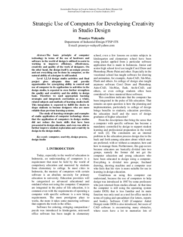 (PDF) Strategic Use of Computers for Developing Creativity in Studio Design