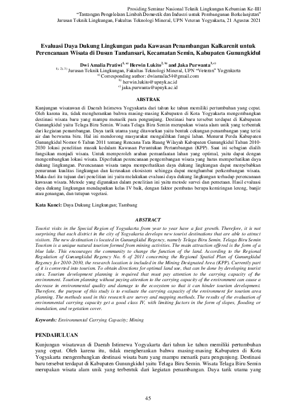 (PDF) Evaluasi Daya Dukung Lingkungan pada Kawasan Penambangan ...