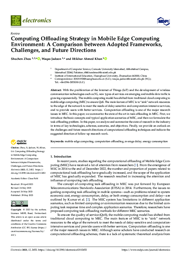 Pdf Computing Offloading Strategy In Mobile Edge Computing Environment A Comparison Between