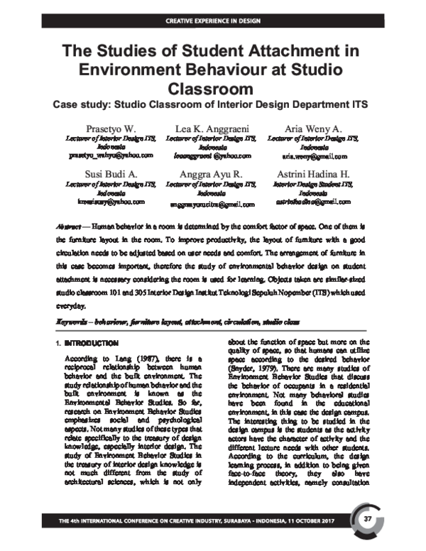 (PDF) The Studies of Student Attachment in Environment Behaviour at ...
