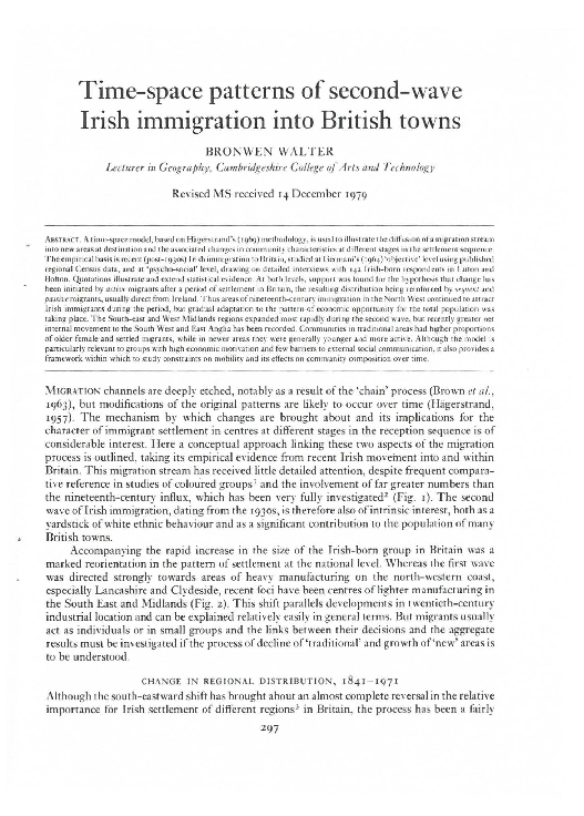 (PDF) Time-Space Patterns of Second-Wave Irish Immigration into British ...