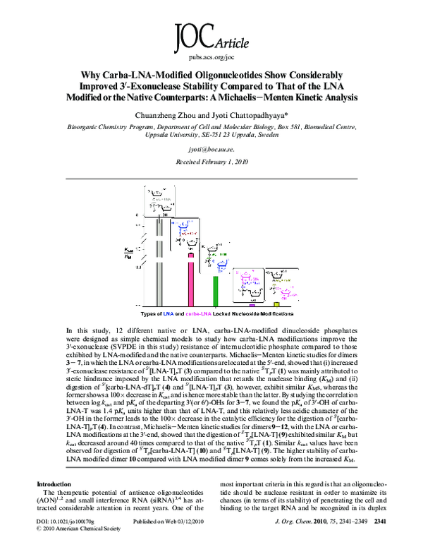 (PDF) Why Carba-LNA-Modified Oligonucleotides Show Considerably ...