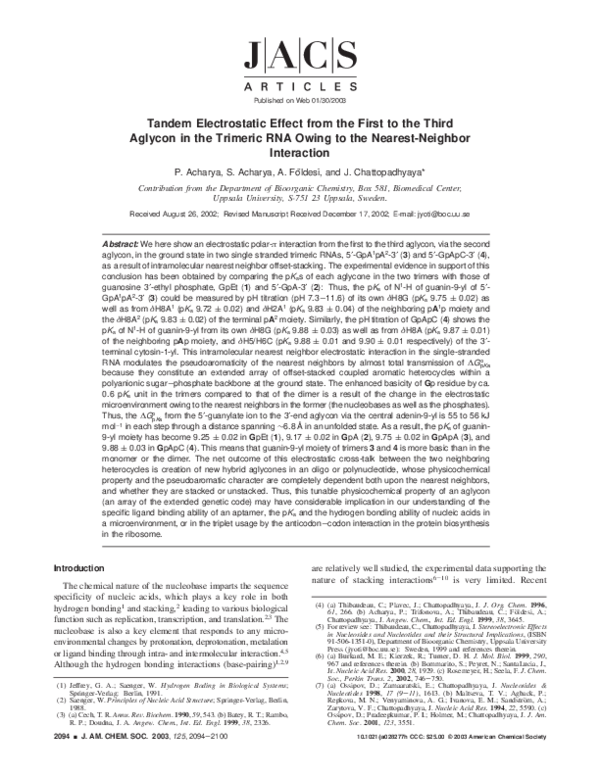 (PDF) Tandem Electrostatic Effect from the First to the Third Aglycon ...