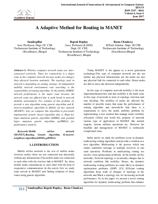 (PDF) A Adaptive Method for Routing in MANET