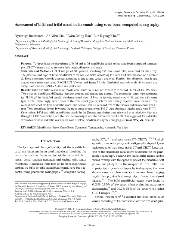 Pdf Assessment Of Bifid And Trifid Mandibular Canals Using Cone Beam
