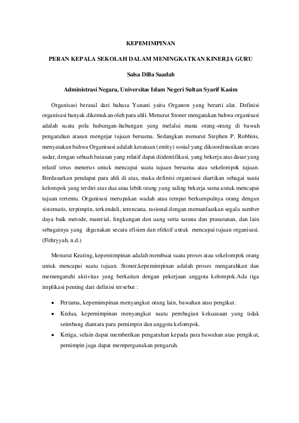 (PDF) PERAN KEPALA SEKOLAH DALAM MENINGKATKAN KINERJA GURU