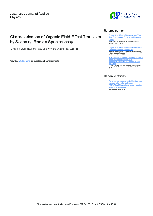 (PDF) Characterisation of Organic Field-Effect Transistor by Scanning ...