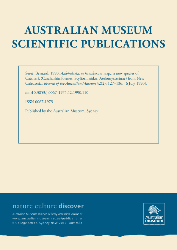 (PDF) Aulohalaelurus kanakorum n.sp., a new species of Catshark ...