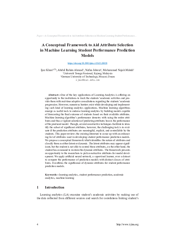 (PDF) A Conceptual Framework to Aid Attribute Selection in Machine Learning Student Performance ...