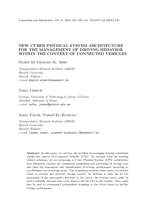 (PDF) New Cyber Physical System Architecture for the Management of Driving Behavior Within the ...