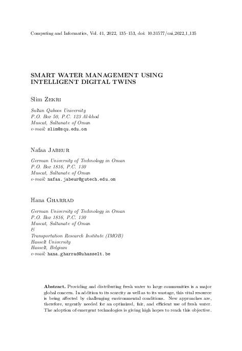 (PDF) Smart Water Management Using Intelligent Digital Twins