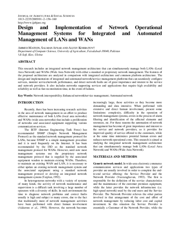 (PDF) Design and Implementation of Network Operational Management ...