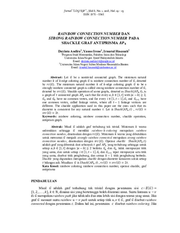 (PDF) Rainbow Connection Number Dan Strong Rainbow Connection Number ...