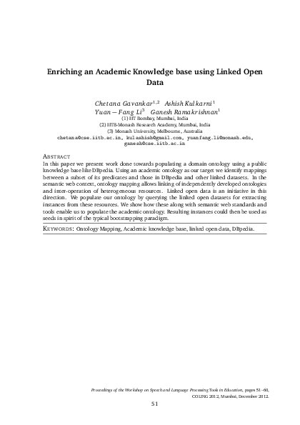 (PDF) Enriching An Academic knowledge base using Linked Open Data