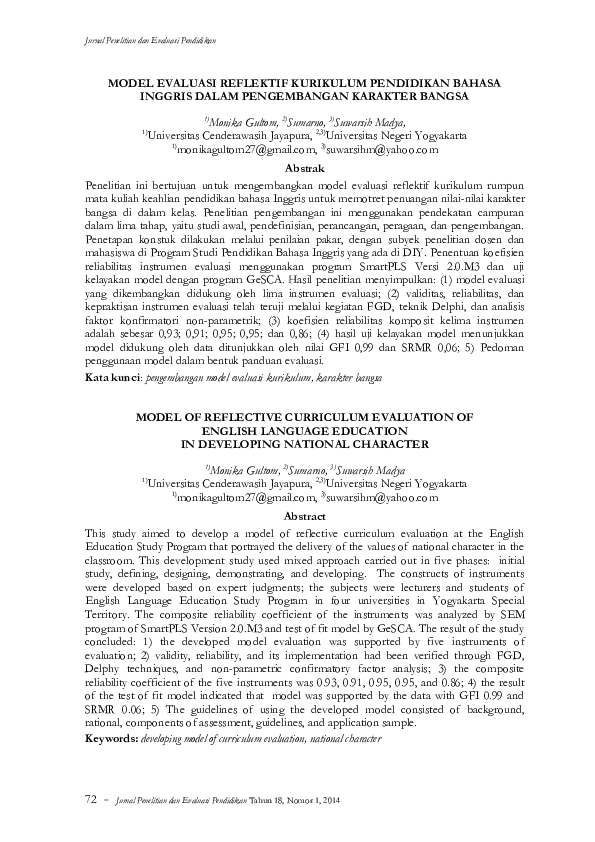 (PDF) Model of Reflective Curriculum Evaluation of English Language Education in Developing ...