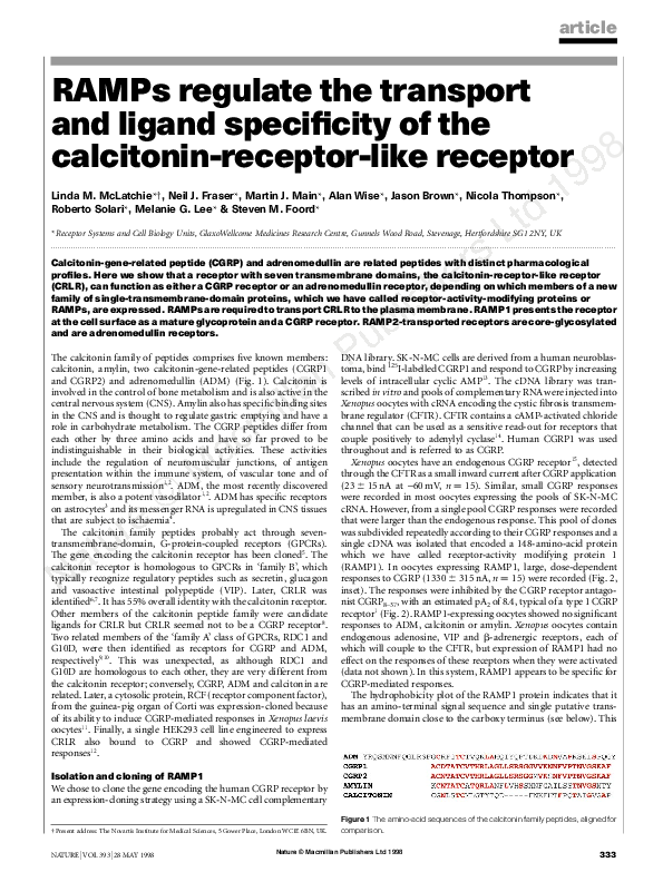 (PDF) RAMPs regulate the transport and ligand specificity of the ...