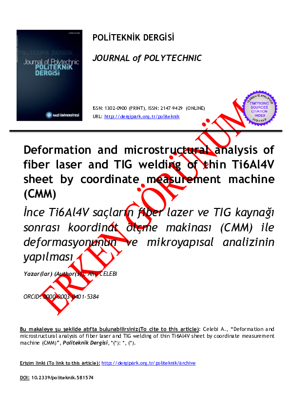 (PDF) Deformation and Microstructural Analysis of Fiber Laser and TIG Welding of Thin Ti6Al4V ...