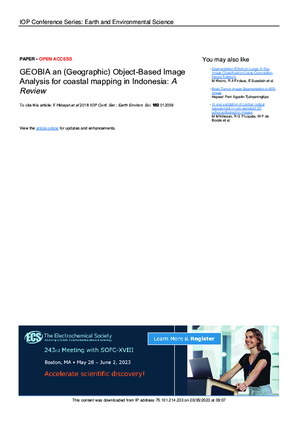 Pdf Geobia An Geographic Object Based Image Analysis For Coastal