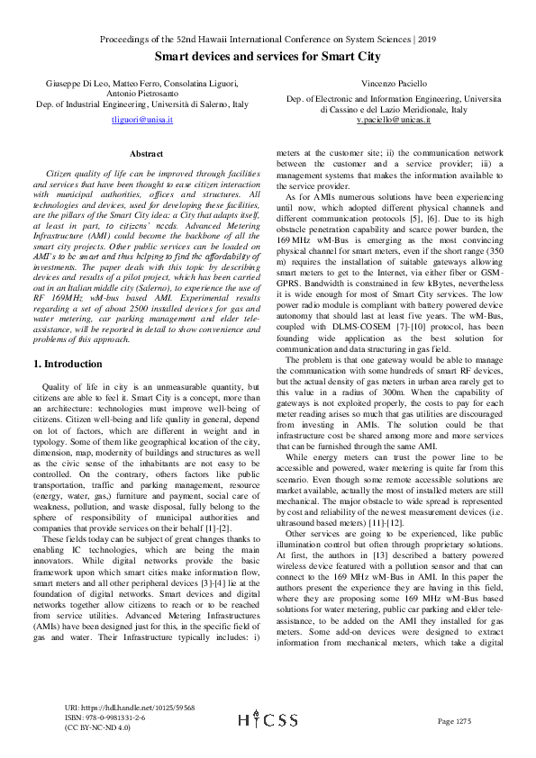 (PDF) Smart Devices and Services for Smart City
