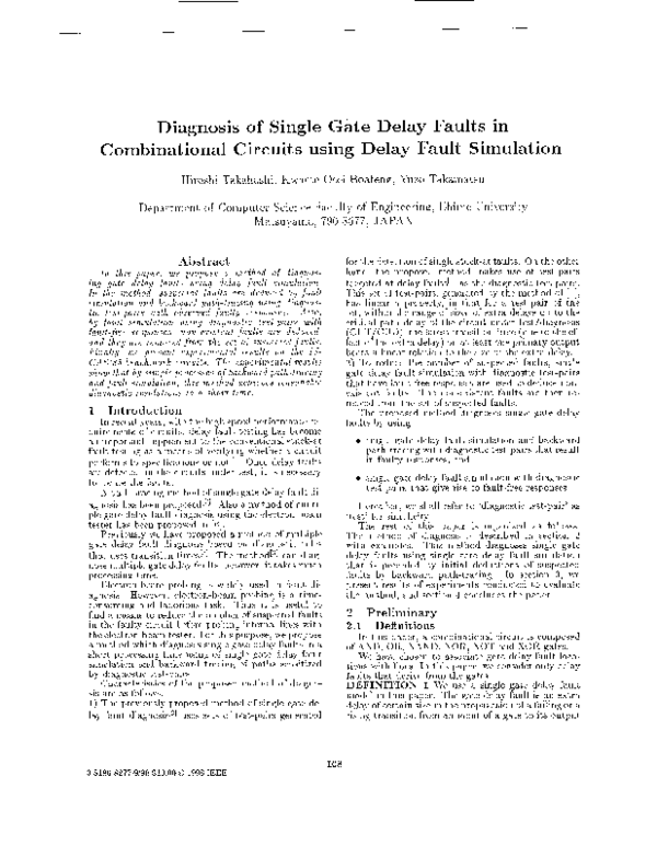 (PDF) Diagnosis of single gate delay faults in combinational circuits ...