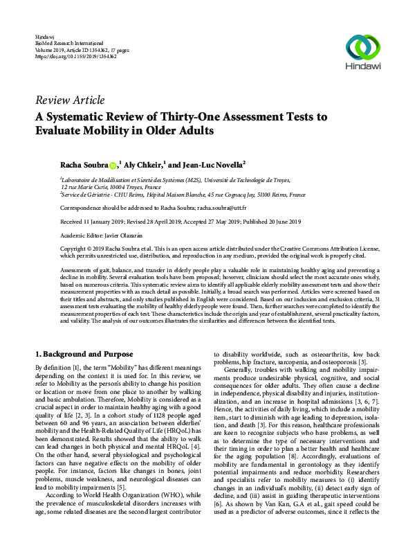 (PDF) A Systematic Review of Thirty-One Assessment Tests to Evaluate ...