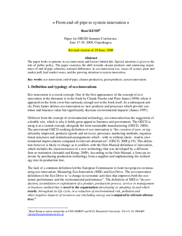 (PDF) « From end-of-pipe to system innovation