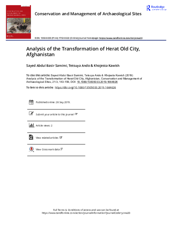(PDF) Analysis of the Transformation of Herat Old City, Afghanistan