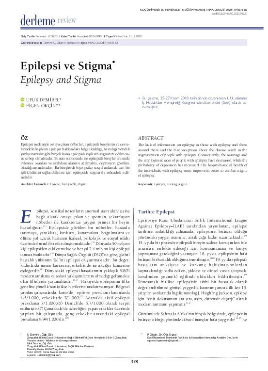 (PDF) Epilepsy and Stigma