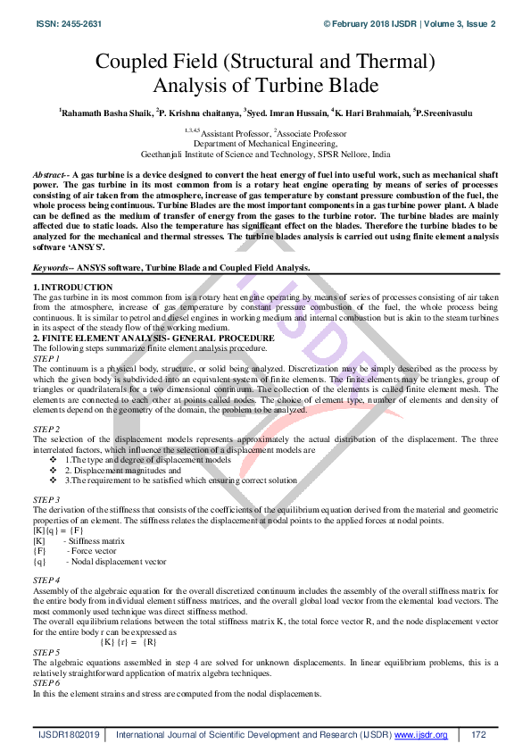 (PDF) Coupled Field (Structural and Thermal) Analysis of Turbine Blade