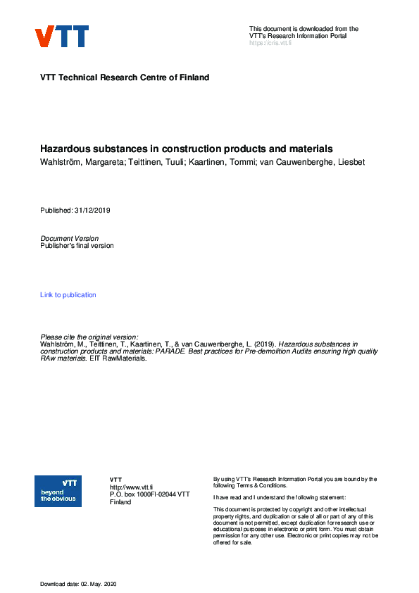 (PDF) Hazardous substances in construction products included in some ...