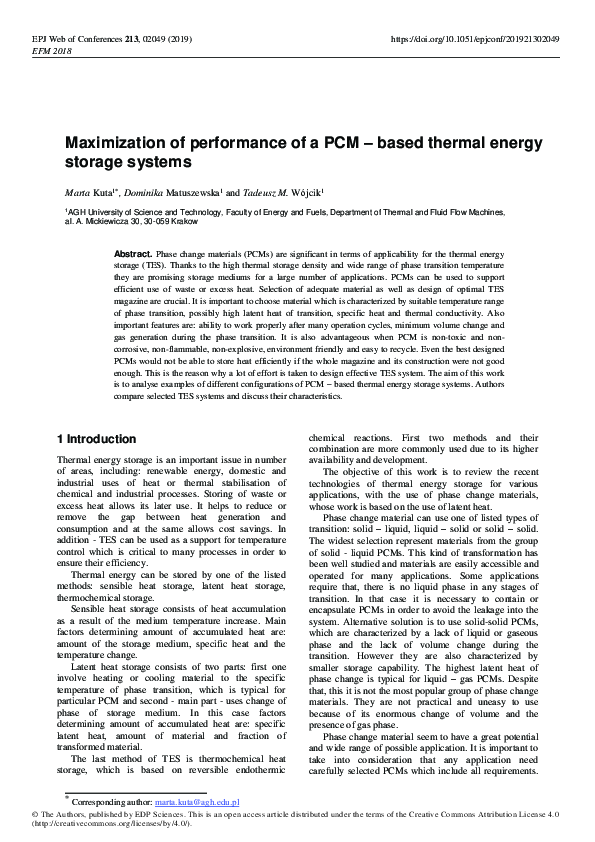 (PDF) Maximization of performance of a PCM – based thermal energy ...
