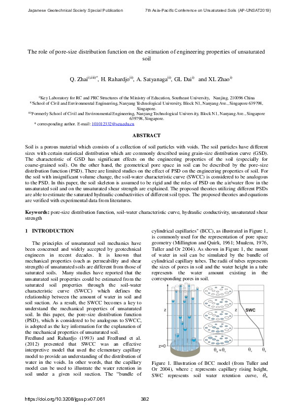 Pdf Role Of The Pore Size Distribution Function On Water Flow In