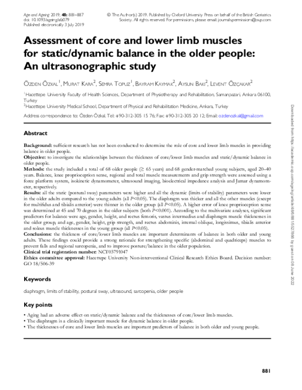 (PDF) Assessment of core and lower limb muscles for static/dynamic ...
