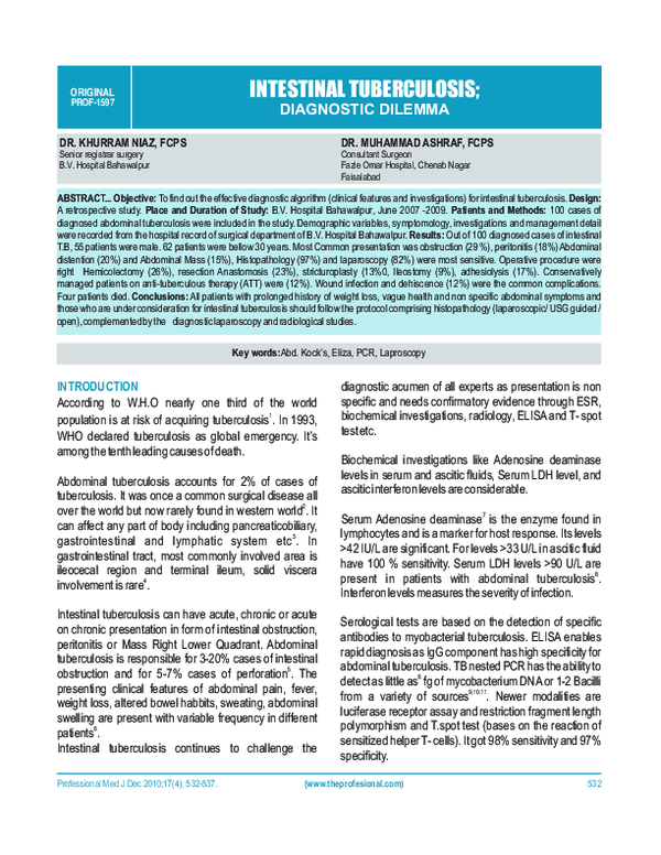 (PDF) Intestinal Tuberculosis