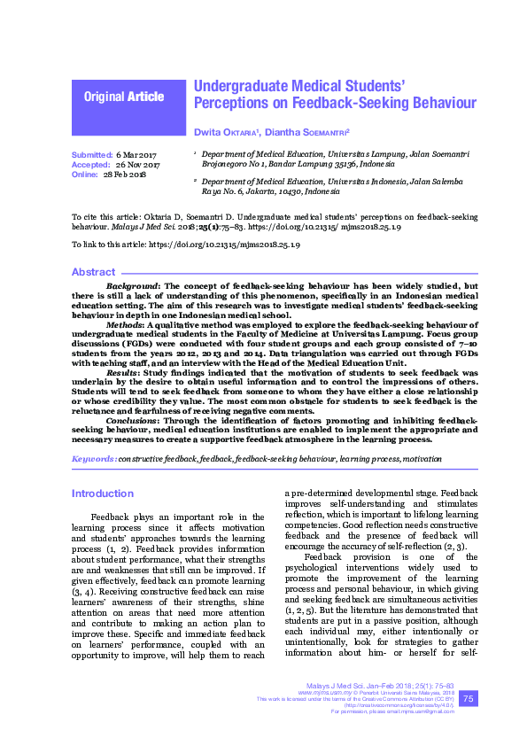 (PDF) Undergraduate medical students’ perceptions on the quality of ...